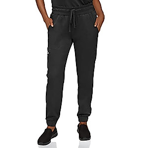 SOULFUL SCRUBS Jogger Pant, 5 Pocket, Midrise Fit - Stylish Medical Scrub Pant for Women 3502 Cora- Large Black