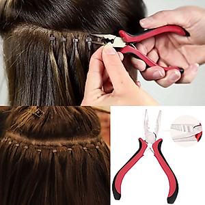 Neitsi Hair Extensions Pliers,1PCS 3 Holes Mini Microlinks Pliers,Hair Extensions Tools,Micro Links Opener and Removal Tool for Micro Nano Rings Beads Extensions or Feather Extensions,Red