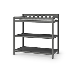 Child Craft Flat Top Infant Changing Table, Water-Resistant Pad and Safety Strap, Anti-Tip Kit Included to Prevent Tipping, Non-Toxic, Baby Safe Finish (Cool Gray)