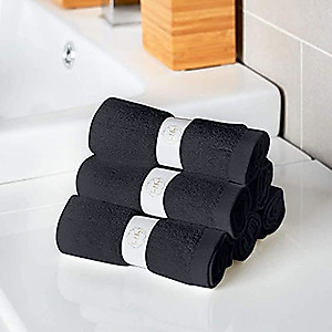 T&F Face Cloths 6 pack - Soft Washcloths for Face Made from Bamboo Gentle on Sensitive Skin, Organic Bamboo Set of 6 Face Towel, Women Makeup Remover Reusable Absorbent Washcloths 10 x 10 Inch (Black)