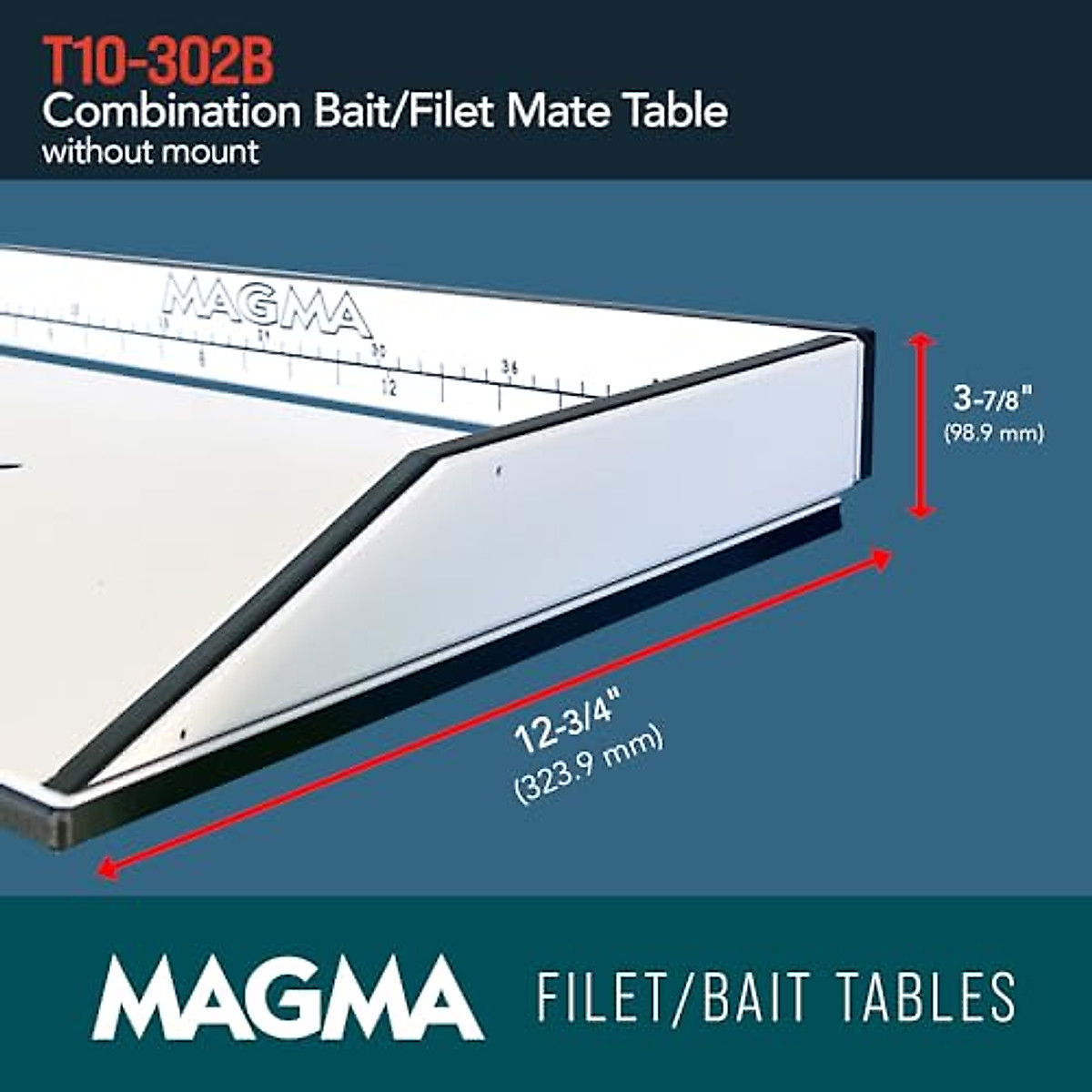 MAGMA Products Bait/Filet Mate Table, White/Black/White, 20" (T10-302B)