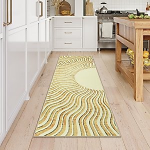 LEEVAN Boho Runners Rug for Hallway 2x6 Yellow Kitchen Rugs Non Slip, Washable Low-Pile Hall Rug Soft Entryway Throw Rug Runner