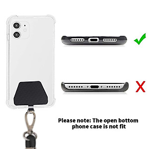 SS Phone Lanyard Patch Tab 2 Pack Universal Tether Tab Replacement Part for Smartphone Safety Tether System (Black)