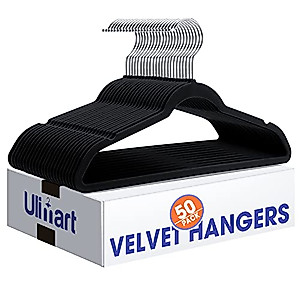 Ulimart Velvet Hangers - Hangers 50 Pack - Upgraded Sturdy Felt Hangers for Closet,Hangers Non Slip & Space Saving,Clothes Hangers for Coats, Suit, Jackets, Pants & Dress