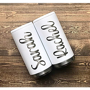 Maars® Personalized Slim Can Cooler Stainless Steel - Skinny Can Cooler Laser Engraved - Stainless Steel 12oz Sleeve, Double Wall Vacuum Insulated Drink Holder for Slim Beer & Hard Seltzer