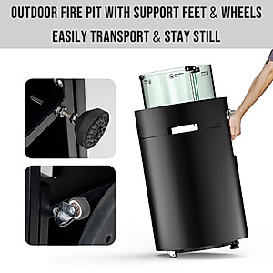 Onlyfire Premium Detachable Fire Pit with Lava Rocks, Glass Wind Guard & Wheels, Smokeless Propane Gas Fireplace with Tank Storage Chamber & 5FT Hose for Patio Backyard Outdoor Restaurant, 24000BTU