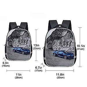 Fangship Boy Car Backpack,Kid Bags Blue Sports Car on Mountain Teens Backpack Lightweight Students Bookbag 16'11'6.7