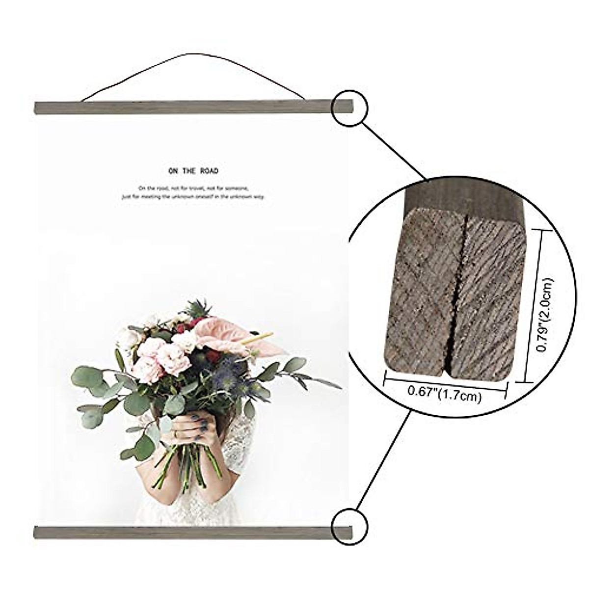 Miaowater Magnetic Poster Frame Hanger,12x16 12x18 12x20 12x24 Light Wood Wooden Magnet Frames Hangers for Photo Picture Art Canvas Print Artwork Wall Hanging Grey 12''