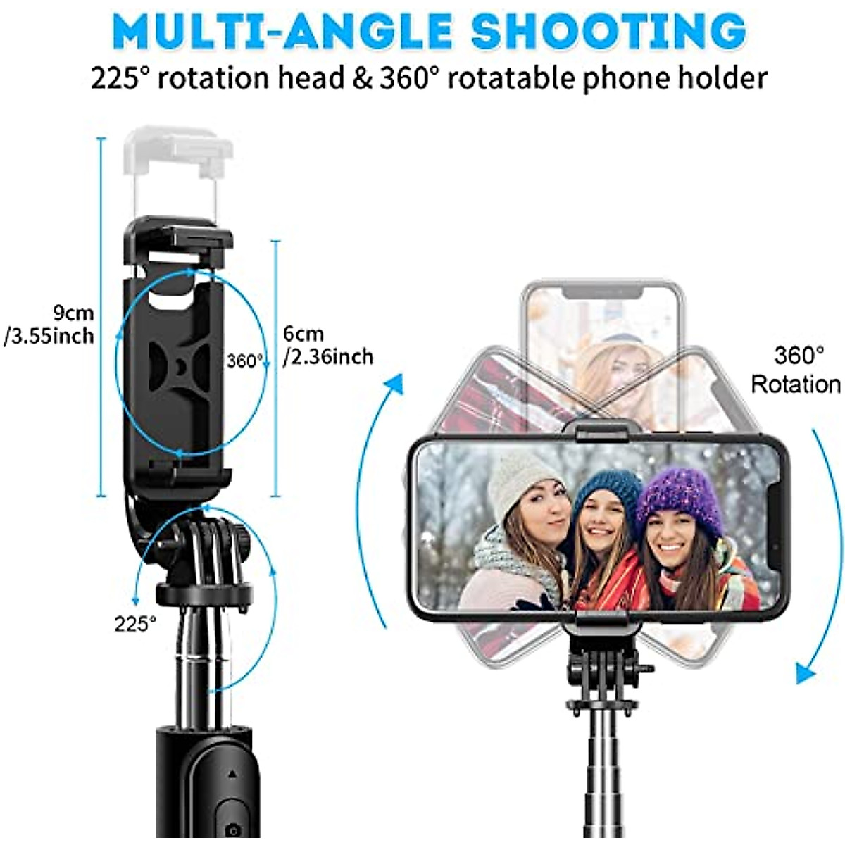 Selfie Stick Tripod with Remote Phone Recording Stand, Travel Tripod for iPhone Cell Phones, Cellphone Filming Tripod Travel Necessories Gift for Men Women, Tripode para Celulares Tripie para Celular