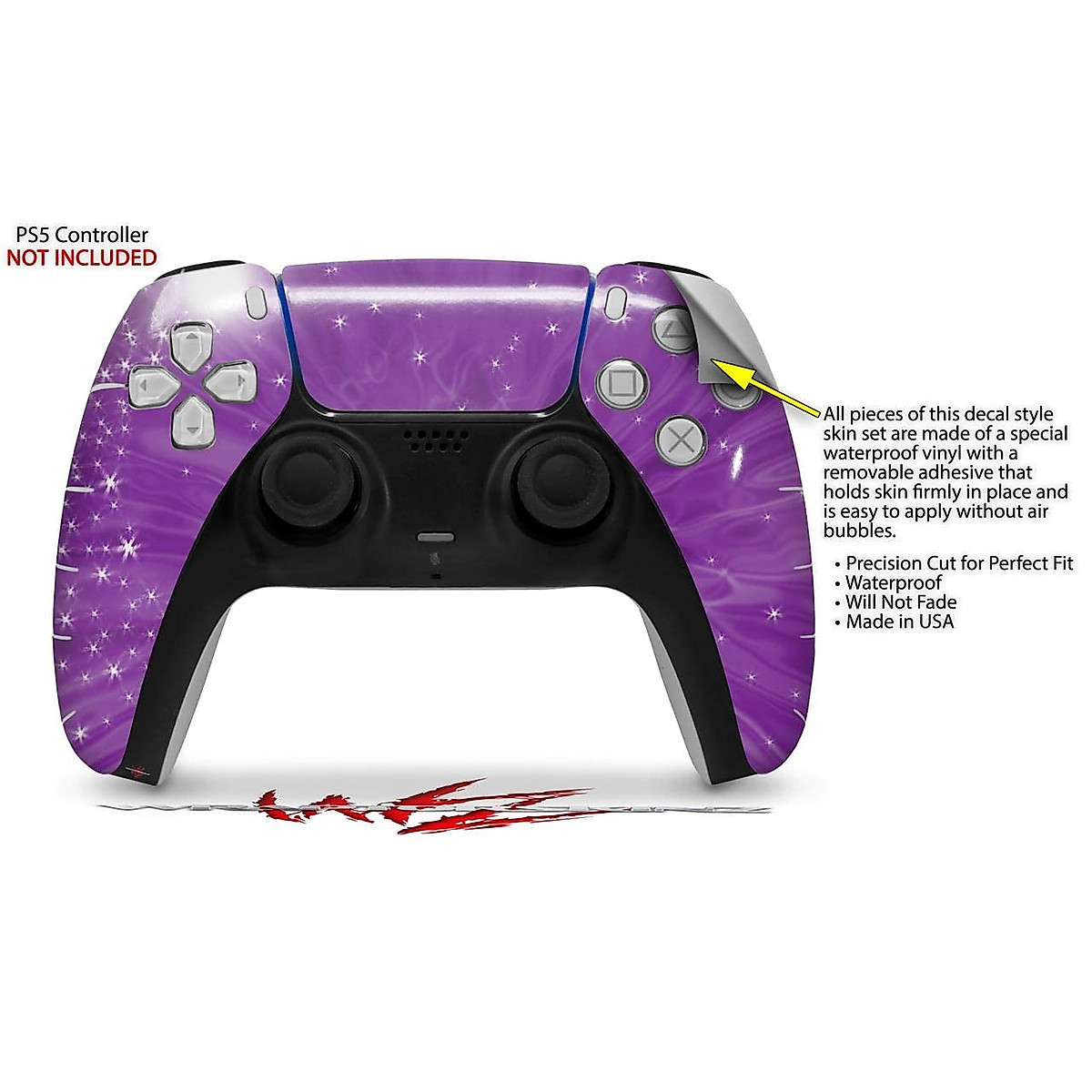 WraptorSkinz Skin Wrap compatible with Sony PS5 DualSense Controller Stardust Purple (CONTROLLER NOT INCLUDED)