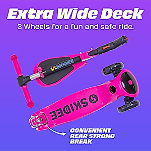Kick Scooters for Kids Ages 3-5 (Suitable for 2-12 Year Old) Adjustable Height Foldable Scooter Removable Seat, 3 LED Light Wheels, Rear Brake, Wide Standing Board, Outdoor Activities for Boys/Girls