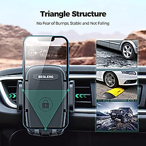 Car Phone Mount, Car Vent Phone Mount with 3-Level Adjustable Vent Clip,360 Degree Rotatable Ball Joint, Silicone Protection, One Button Release Car Phone Holder Compatible with All Cell Phone