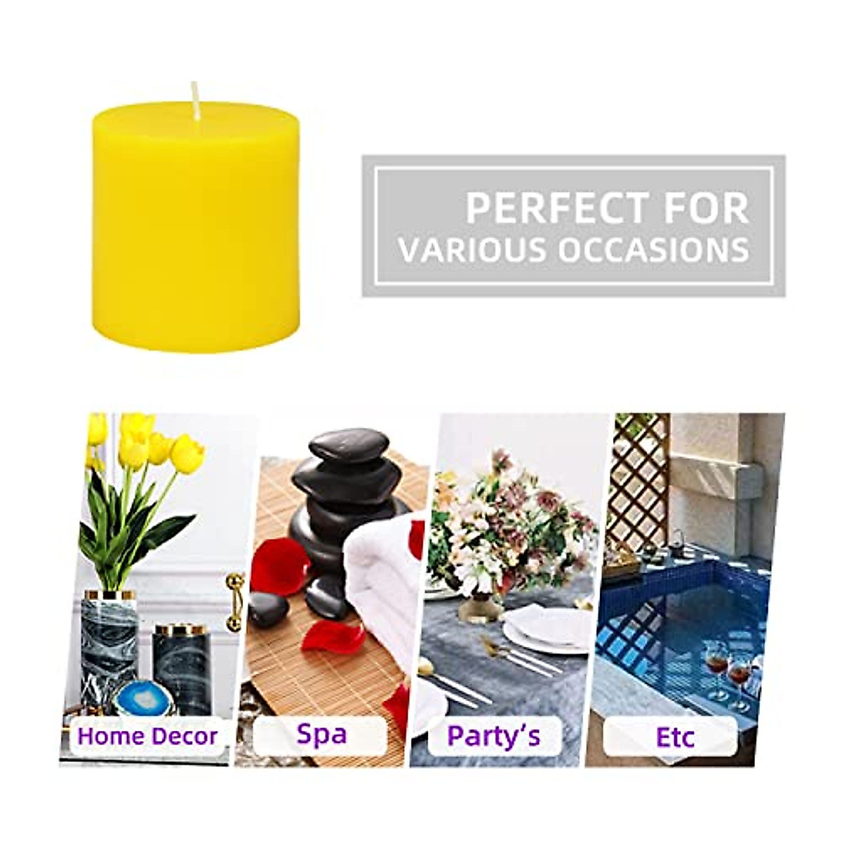 Zest Candle Pillar Candle, 3 by 3-Inch, Yellow