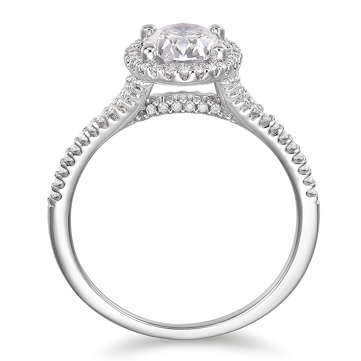 CGSRING 1.5 Carat Oval Cut Moissanite Engagement Ring Hidden Halo Oval Moissanite Rings for Women (9.5)