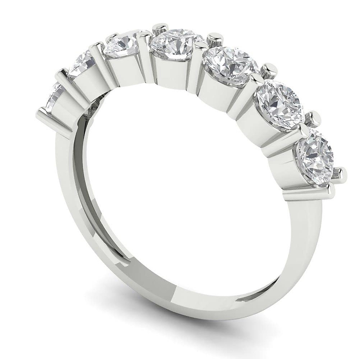 1.05 ct Round Cut Clear Simulated Diamond 14k White Gold Stackable Wedding Engagement Designer Anniversary Ring Band Sz 8.25