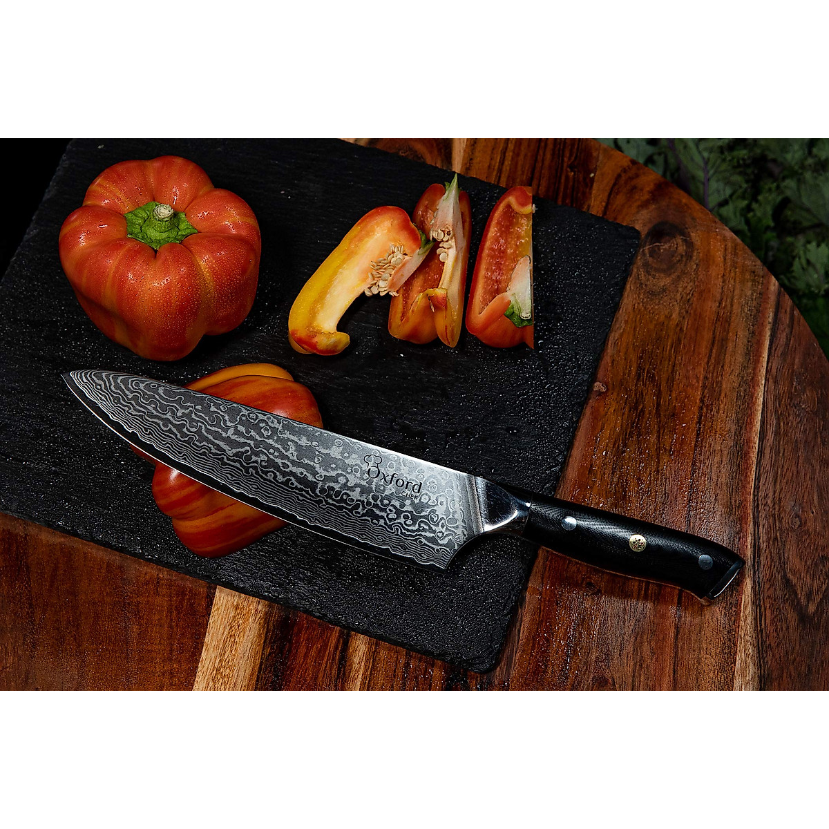OXFORD CHEF Chefs Knife 8 inch Best Damascus- Japanese- VG10 Super Steel 67 Layer High Carbon Stainless Steel-Razor Sharp, Stain & Corrosion Resistant, Awesome Edge Retention