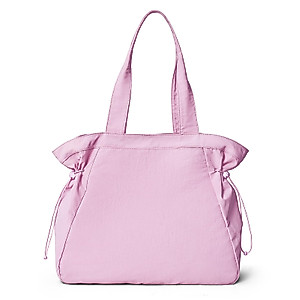 ilyswee Nylon Tote Bag for Women, Large Shoulder Bag Medium Hobo Bag, Lightweight Waterproof Gym Tote, 18L Side-Cinch Shopper Handbags for Work College Travel Casual, Purple Pink