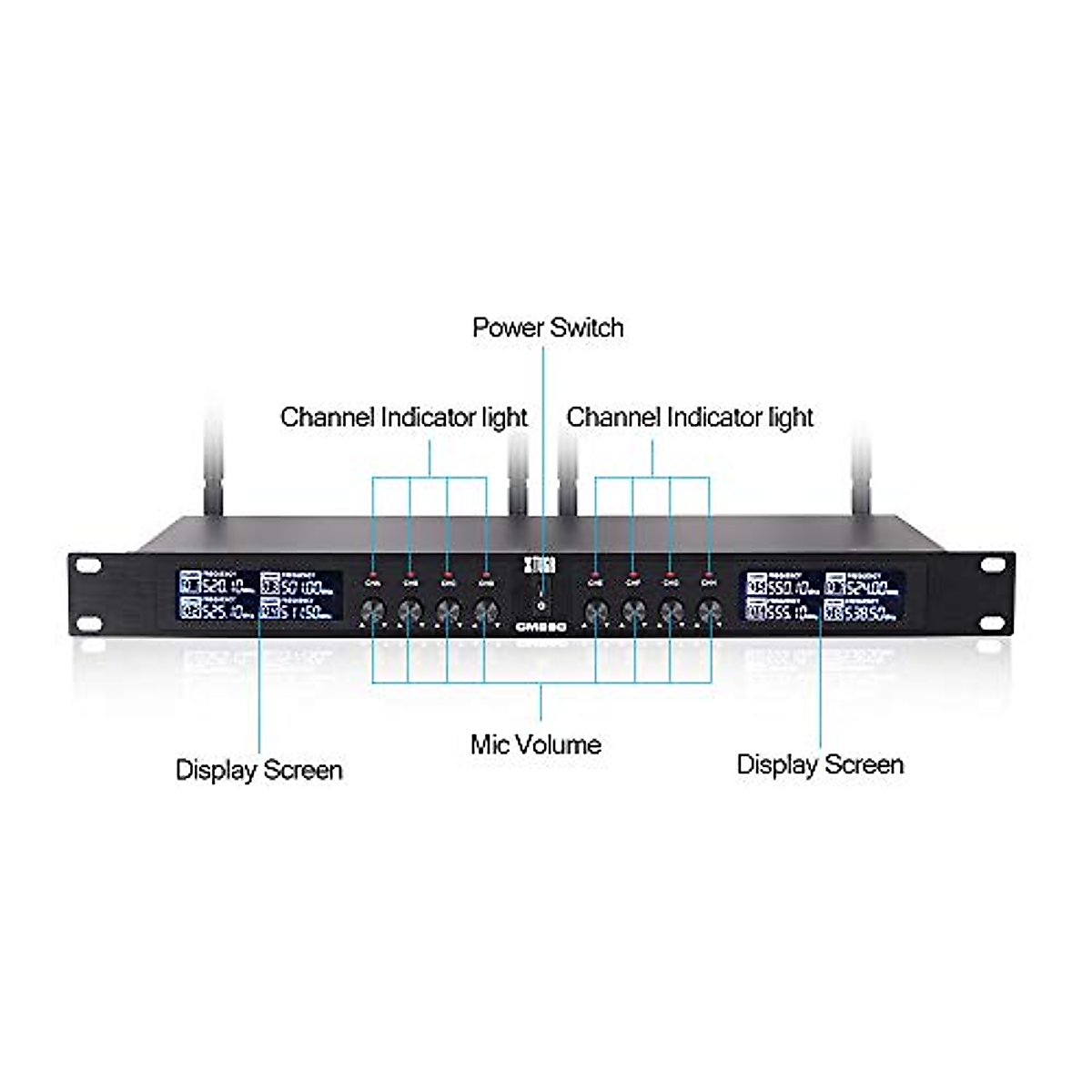 XTUGA CM280 UHF 8 Channel Professional Gooseneck Microphone System Conference Mics Fixed Frequency Super-Low Background Noise for Large conferences(Frequency A)
