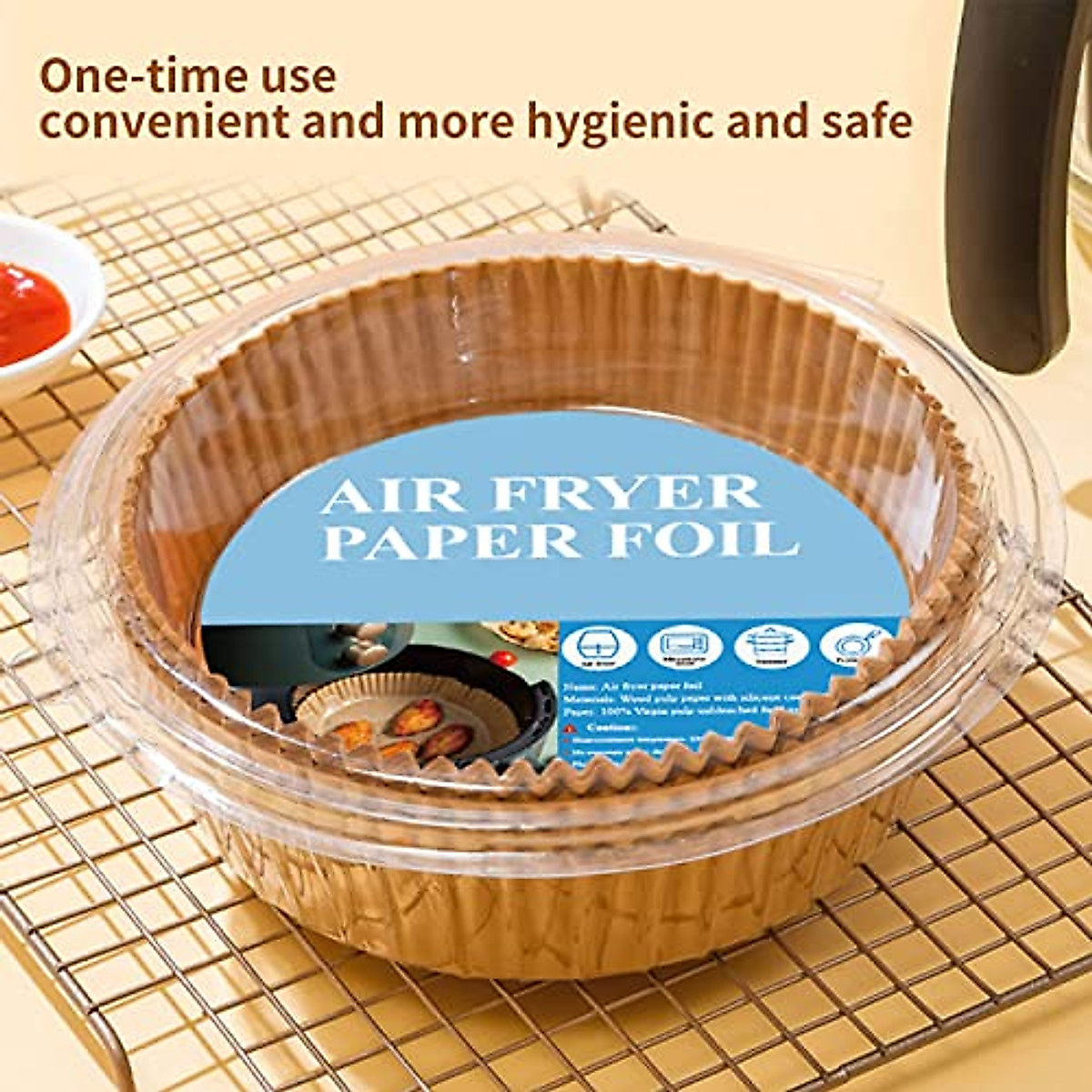 Air Fryer Disposable Paper 100 Pcs Round Non-Stick Paper Prime Oil-Proof Parchment Paper Cooking Paper for Fryers Basket Frying Pan Microwave Oven for Baking Microwave 6.3"