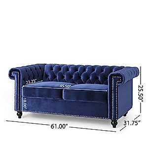 Christopher Knight Home Brinkhaven Love Seats, Midnight Blue + Dark Brown