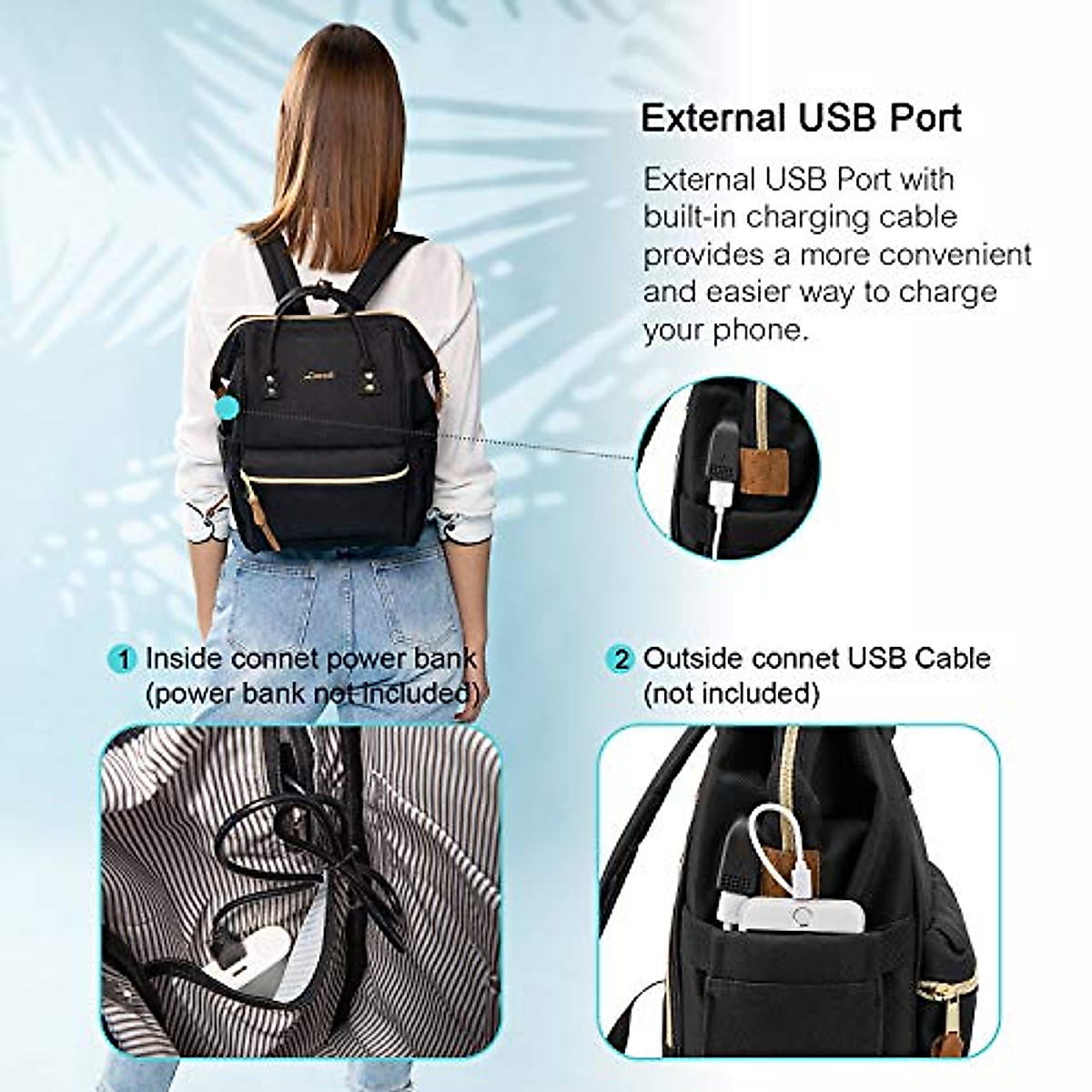 LOVEVOOK Mini Backpack Purse for Women, Small Backpack For Women, Fashion Convertible Daypack with USB Charging Port, Upgrade Black