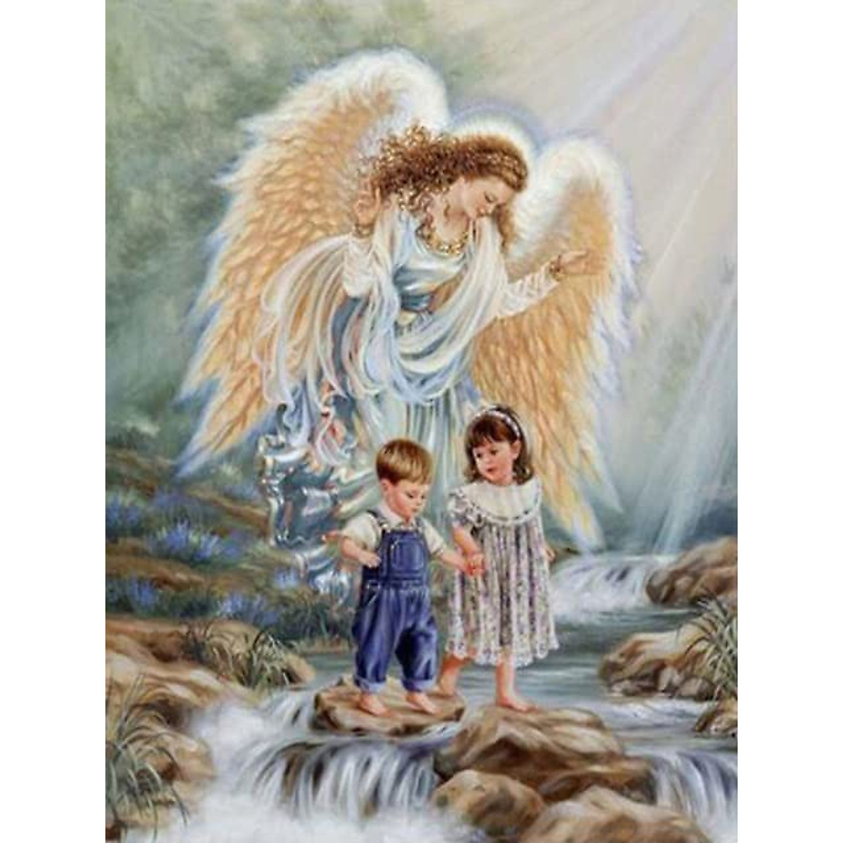 Diamond Painting Kits for Adults Guardian Angel Girl Babies Round Full Drill DIY 5D Diamond Art Easy for Beginner Gems Cross Stitch Mosaic Craft Hobby Wall Art for Home Decor 30x40cm