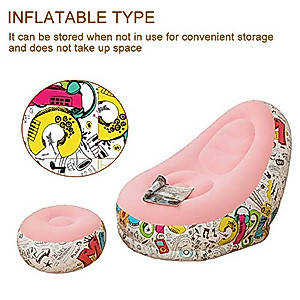 CALIDAKA Inflatable Lounge Chair with Ottoman Blow Up Chaise Lounge Air Lazy Sofa Set Inflatable Deck Chair Portable Inflatable Seat with Foot Stool for Indoor Outdoor Travel Camping Picnic