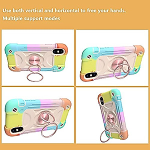 Cookiver for iPhone X/iPhone Xs Case 5.8 Inch with Ring Stand, with 2 Pack Glass Screen Protector,Heavy-Duty Shockproof Rugged Military Grade Cover with Magnetic Car Mount (Rainbow Pink)