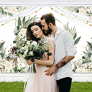 Omifly Miss to Mrs Backdrop 8x6ft Photography Wall Bridal Shower Rustic White Green Floral Wedding Bride to Be Background Engagement Party Decorations Cake Table Banner Decor Photo Booth Studio Props