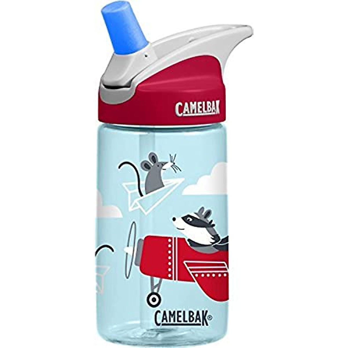 CamelBak Eddy Kids Water Bottle, Airplane Bandits.4 L & eddy Kids Bite Valves, 4-Pack