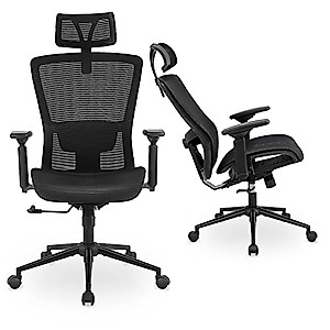 Youhauchair Ergonomic Office Chair, Home Office Desk Chairs with Adjustable Headrest and Lumbar Support, 3D Armrests, Tilt Lock Function, High Back Swivel Mesh Computer Chair
