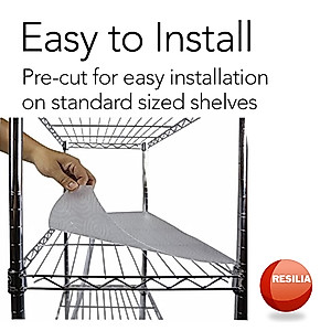 Resilia Shelf Liner Set for Wire Shelving Units – 5 Pack, 14 Inches x 36 Inches, Clear Swirl Spiral Pattern, Anti-Slip, Heavy Duty, Made in The USA, for Kitchen, Bathroom, Garage Storage