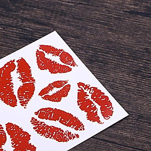 Lurrose 6pcs Red Lips Temporary Tattoo Stickers Water-proof Face Stickers Body Decorations Stickers for Girls Kids