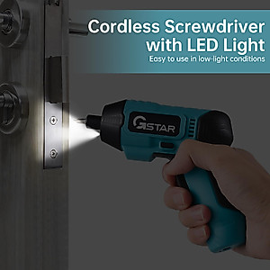 Cornesty Cordless Screwdriver Kit with CRV 50mm Magnetic Bits Set, 3.7V Electric Screwdriver Drill Ket Power Tools with LED Light, Spindle Lock, USB Charging Cable, Storage Box (Blue)