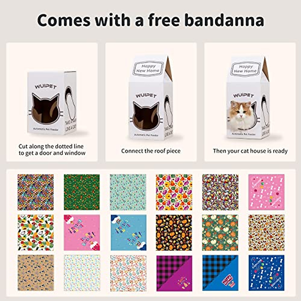 WUIPET Automatic Cat Feeders, Anti-Clogging Design Pet Dry Food Dispenser with Voice Recorder, Timed Cat Feeder with Desiccant Bag, Programmable Timer Pet Feeder - Up to 20 Portions 6 Meals Per Day