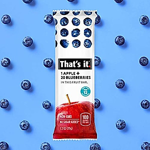 That's it Fruit Bars Snack Gift Box { 20 Pack }100% All Natural, Gluten-Free, Vegan, Low Carb Snacks - Healthy Fruit Snacks Bulk Variety Pack(Strawberry, Mango, Blueberries, Cherries & Fig Bars)
