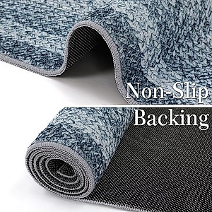 COZYLOOM Braided Print Home Indoor Area Rug 4x6 Rug for Entryway Living Room Bedroom Kitchen Dining Farmhouse Retro Area Rug Non Slip Backing Low Pile Floor Cover Non-Shedding Accent Rug Blue