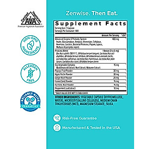 Zenwise Probiotic Digestive Multi Enzymes, Probiotics for Digestive Health, Bloating Relief for Women and Men, Enzymes for Digestion with Prebiotics and Probiotics for Gut Health - 100 Count