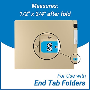 Doctor Stuff - File Folder Labels, Alphabet Letter S, Barkley FABAM - BAAM Series Compatible Alpha Stickers, Blue, 1/2" x 1-1/2", 500/Roll