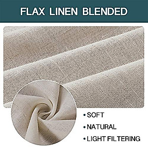 Natural Linen Curtains 108 Inches Extra Long Rod Pocket Semi Sheer Curtain Drapes Elegant Casual Linen Textured Window Draperies, Light Filtering Privacy Added Home Fashion 2 Panels, Angora
