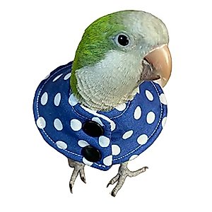 Yu~'s north Bird Collar Anti Bite Elizabethan Recovery Cone, Neck Protector for Feather Plucking, Skin-Friendly Neckwear Full Body Shield Parakeet Conure Cockatiel (Dark Blue, M), white, B2