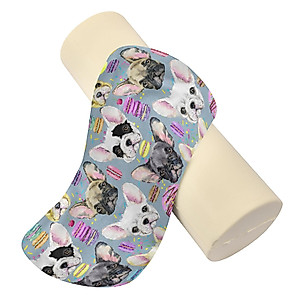 Vnurnrn French Bulldog Neck Support Pillow Round Neck Roll Bolster Cylinder Pillow Cervical Pillows Travel Pillow for Leg Knee Back Head Support for Gifts Camp Study Work