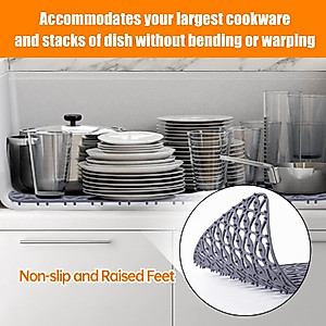 JUSTOGO Sink Protectors for Kitchen Sink 27.5'' x 15.7'', Kitchen Sink Mats Heat Resistant Silicone Mat for Stainless Steel Sink, Sink Mats for Bottom of Kitchen Sink, Rear Drain