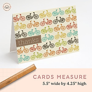 Two Poodle Press 10 Bicycle Thank You Greeting Cards - For Bikes, Cyclists, Pelotonia, Charity Bike Rides Nancy Stationery with Cream Envelopes, Birthday Present for Bicycle Lovers