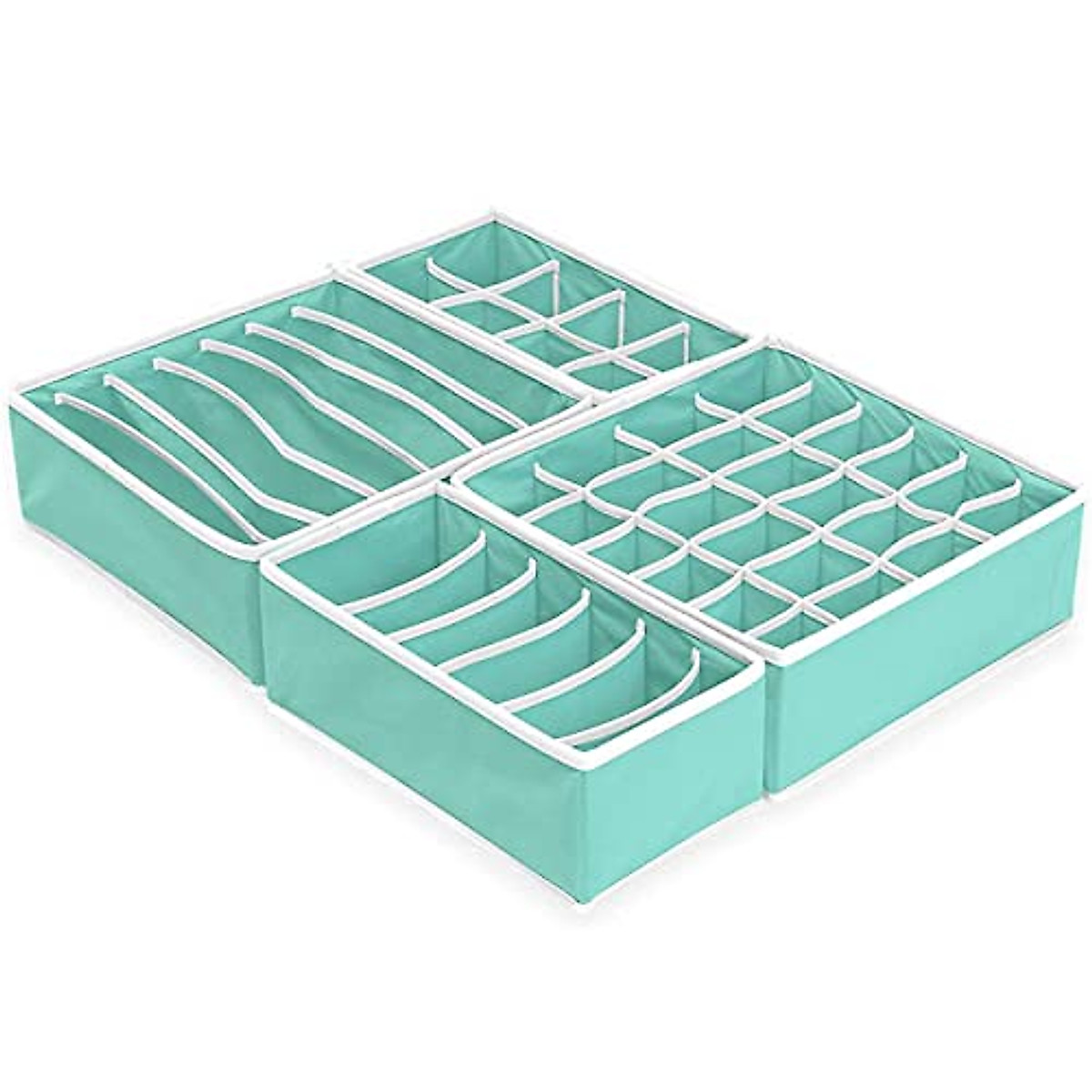 Set of 4 Closet Drawer Organizers Underwear Drawer Organizers for Large Bras, Foldable Cloth Organizers and Storage for Clothing, Socks, Underwear, Ties,Green
