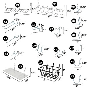 HILTEX 53108 100 Piece Metal Peg board Hooks and Accessories Set, Pegboard Hooks Assortment, Bins & Hooks for Crafts, Organizer for Garage, Peg Board Tool Utility Hooks, 1/4 Pegboard Hooks Accessories