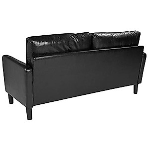 Flash Furniture Washington Park Upholstered Sofa in Black LeatherSoft