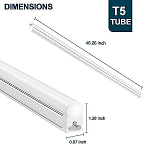 Led Shop Light 4ft 6500k 2640lm 24w, Bright White, Pack of 6, Linkable Led Shop Lights for Garage, Easy Led T5 Shop Lights for Workshop, Mounted Up-to Ceiling or Under Cabinet, Built-in On/Off Switch