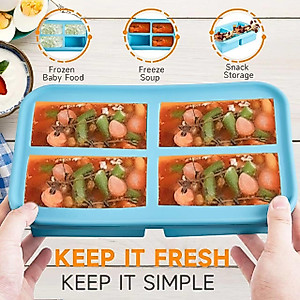 Silicone Freezer Trays with Lid, 1 Cup Soup Freezer Containers - 2 Pack, Silicone Soup Freezer Molds - Large Ice Cube Tray, Freeze and Store Soup, Broth, Sauce, Leftovers - Makes 8 Perfect 1 Cup