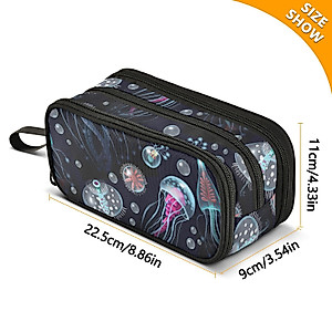 J JOYSAY Jellyfish Pencil Case Pouch Big Capacity Pencil Bags with Zipper Portable Pencil Box Large Art Bags for School College Office Travel